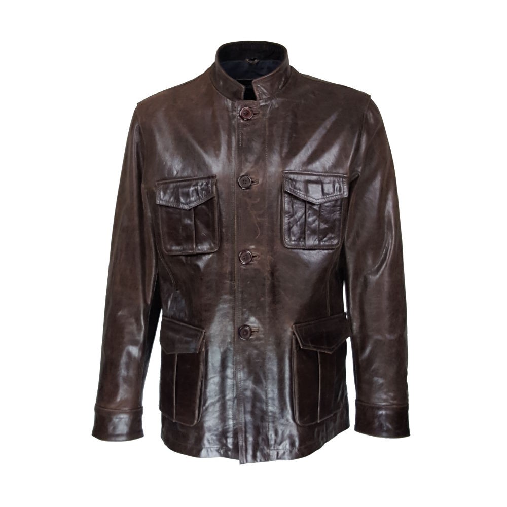 Canadian men's four-button leather jacket