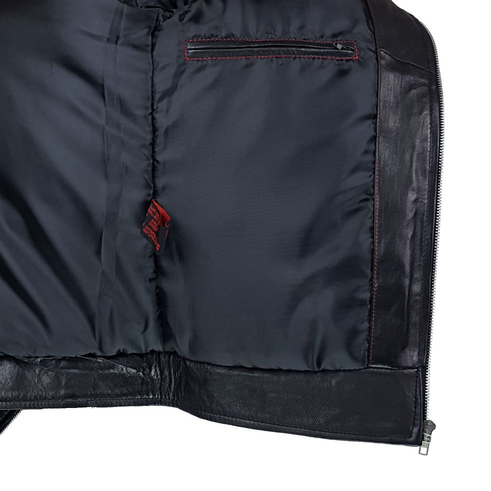 Biker round-necked lambskin jacket