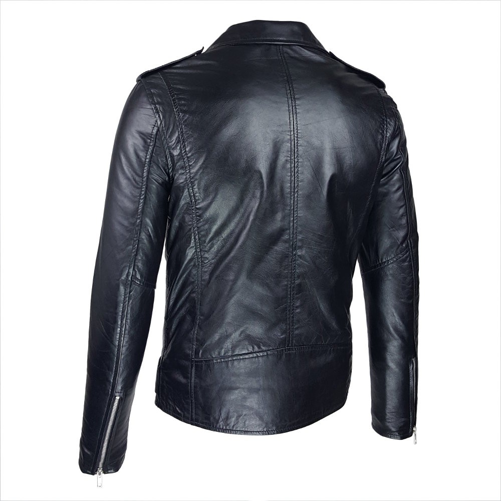 perfecto homme noir en cuir ceinture brando