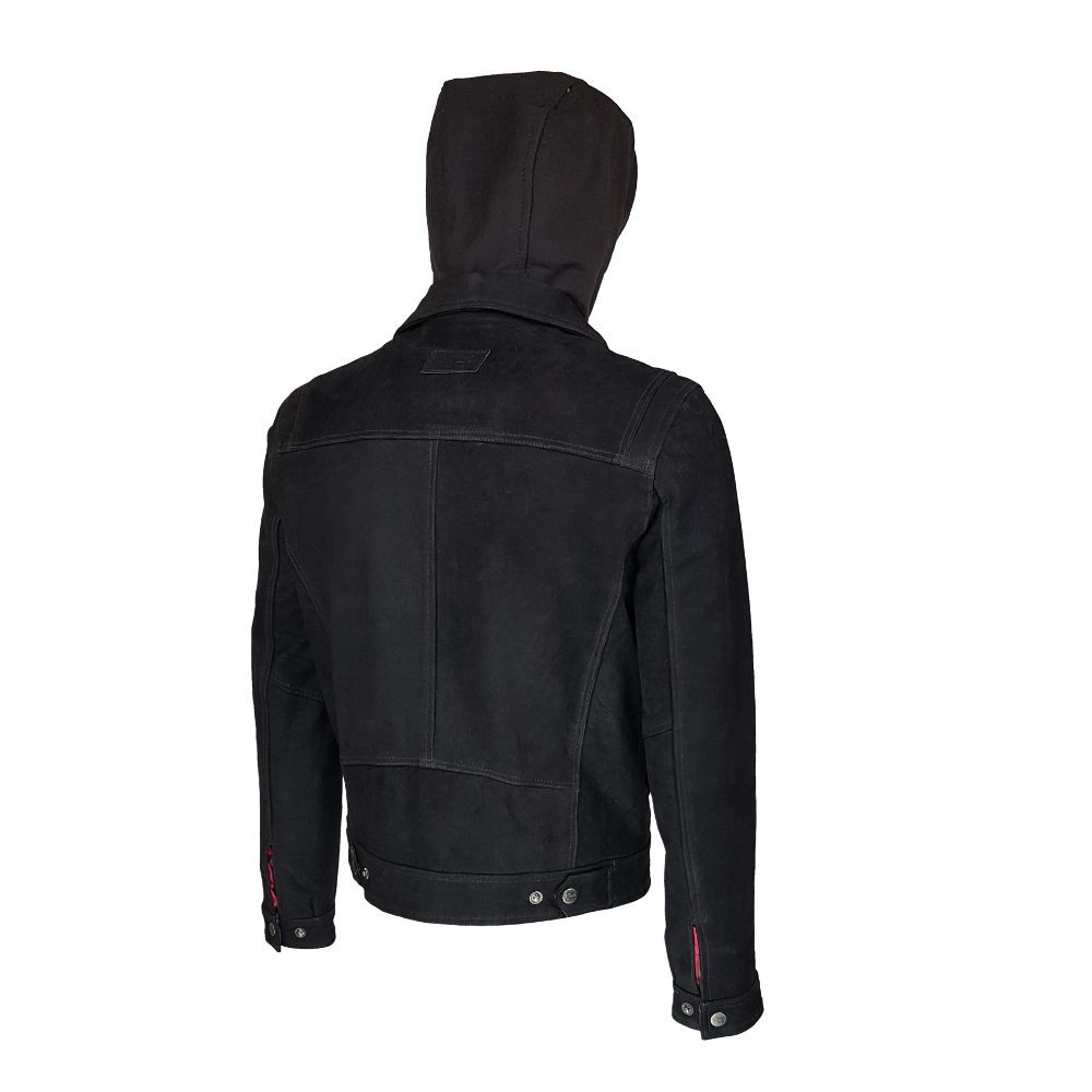 men's jacket in nubuck with shirt collar with removable hood
