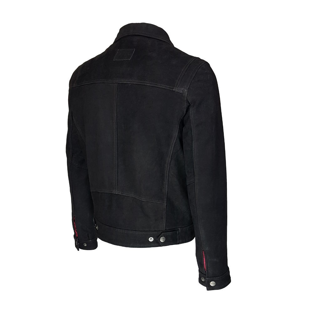 men's jacket in nubuck with shirt collar with removable hood